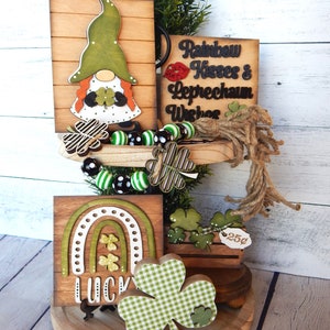 St. Patrick's Day Leprechaun Tiered Tray Set, Shamrock Décor ...