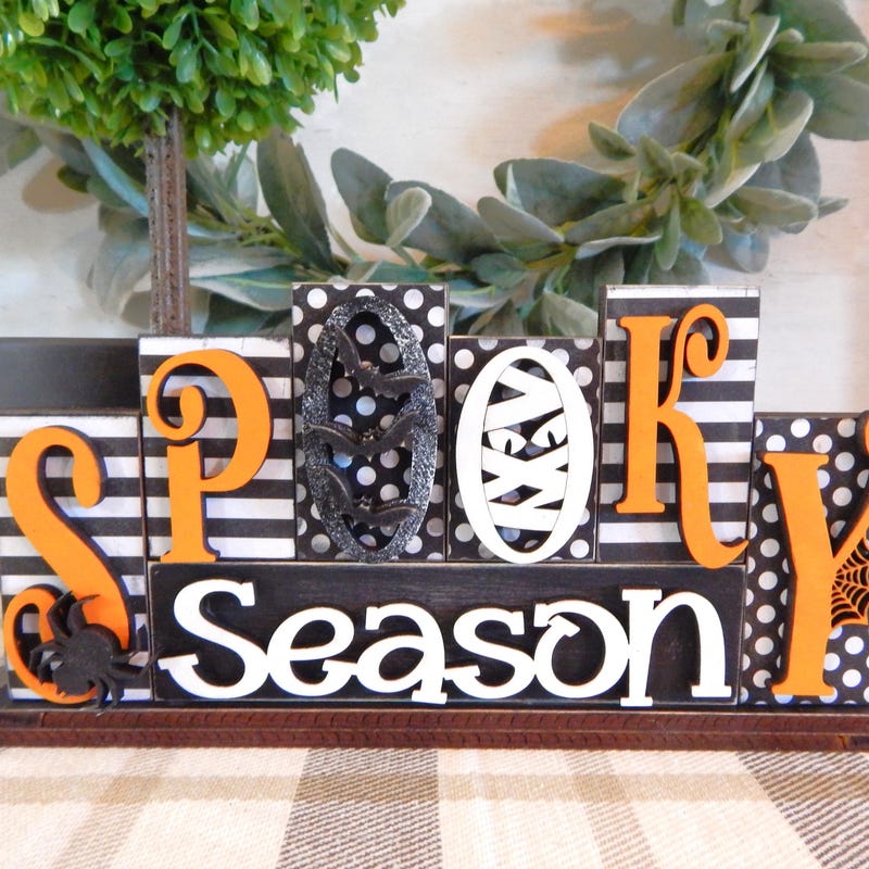 Halloween Word Block Decor - Etsy