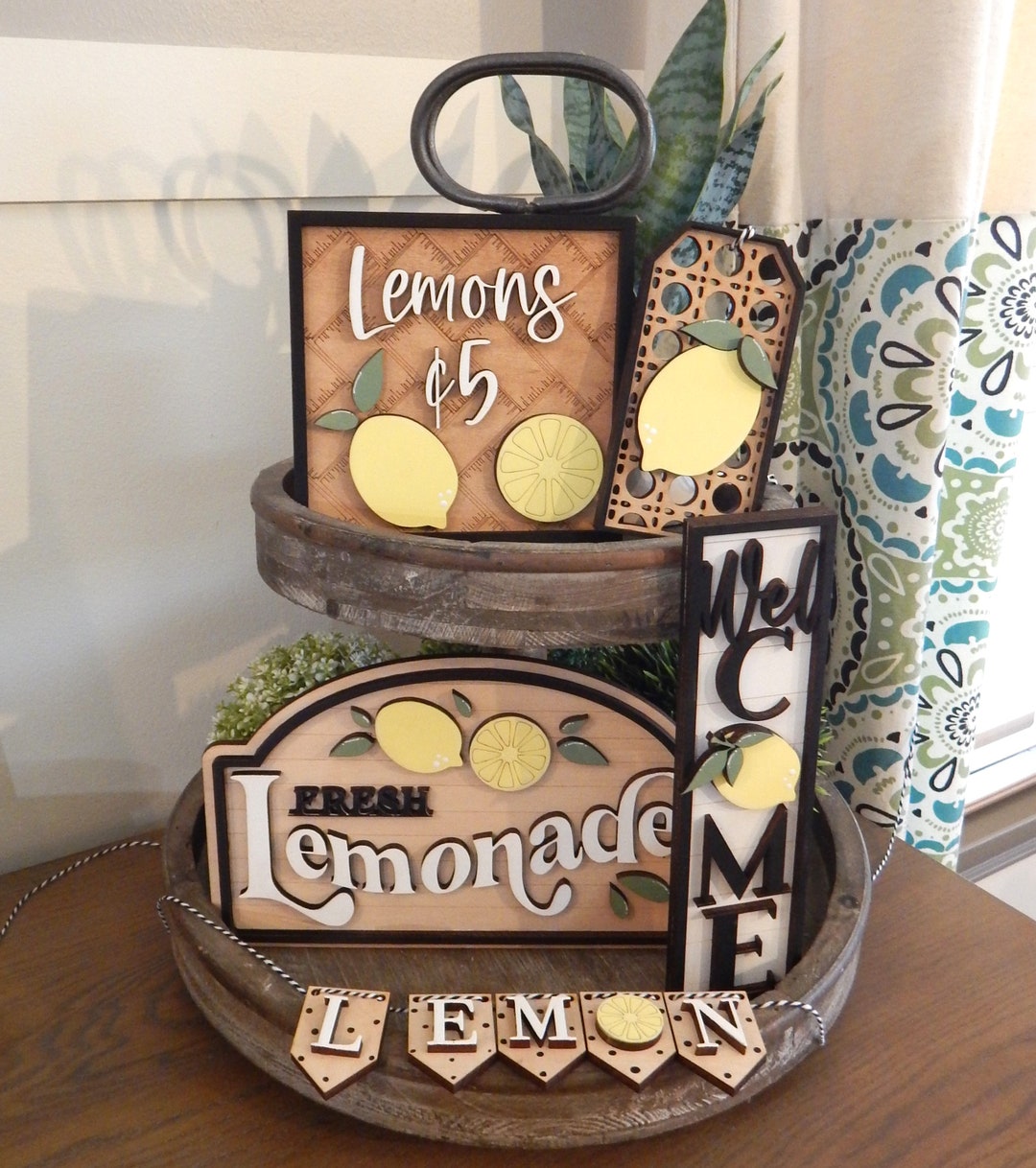Lemon Summer Tiered Tray | Lemon Signs | Lemon Decor | Summer Decor ...