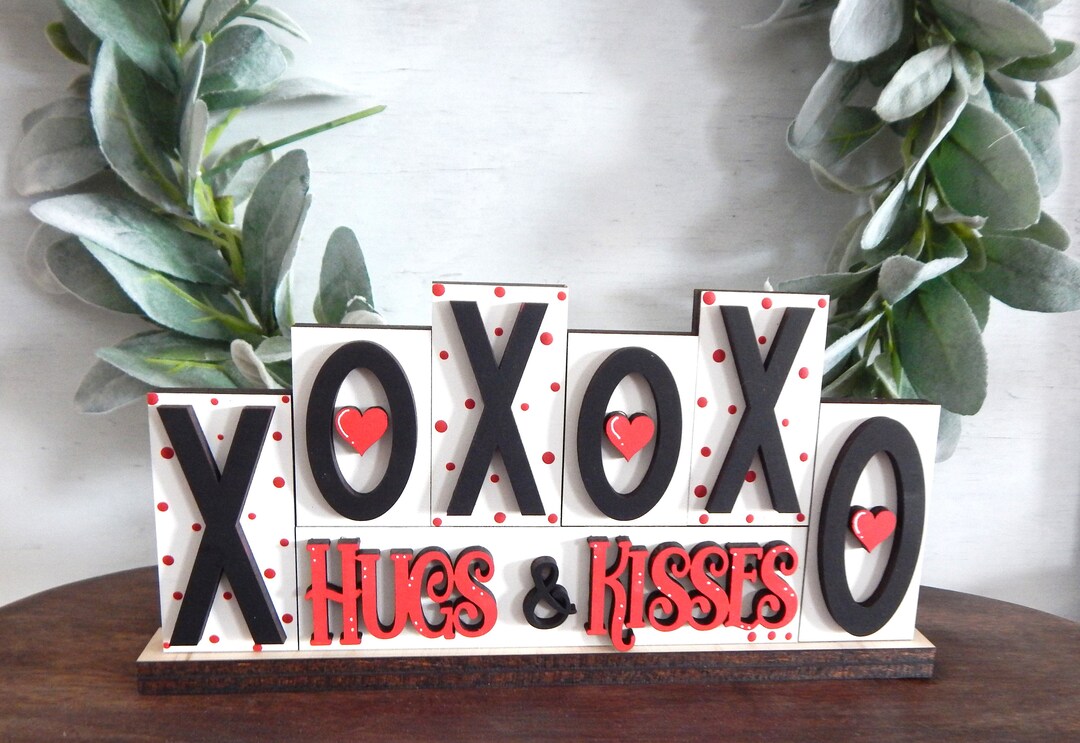 XOXOXO Valentine Wood Decor Word Blocks - Etsy