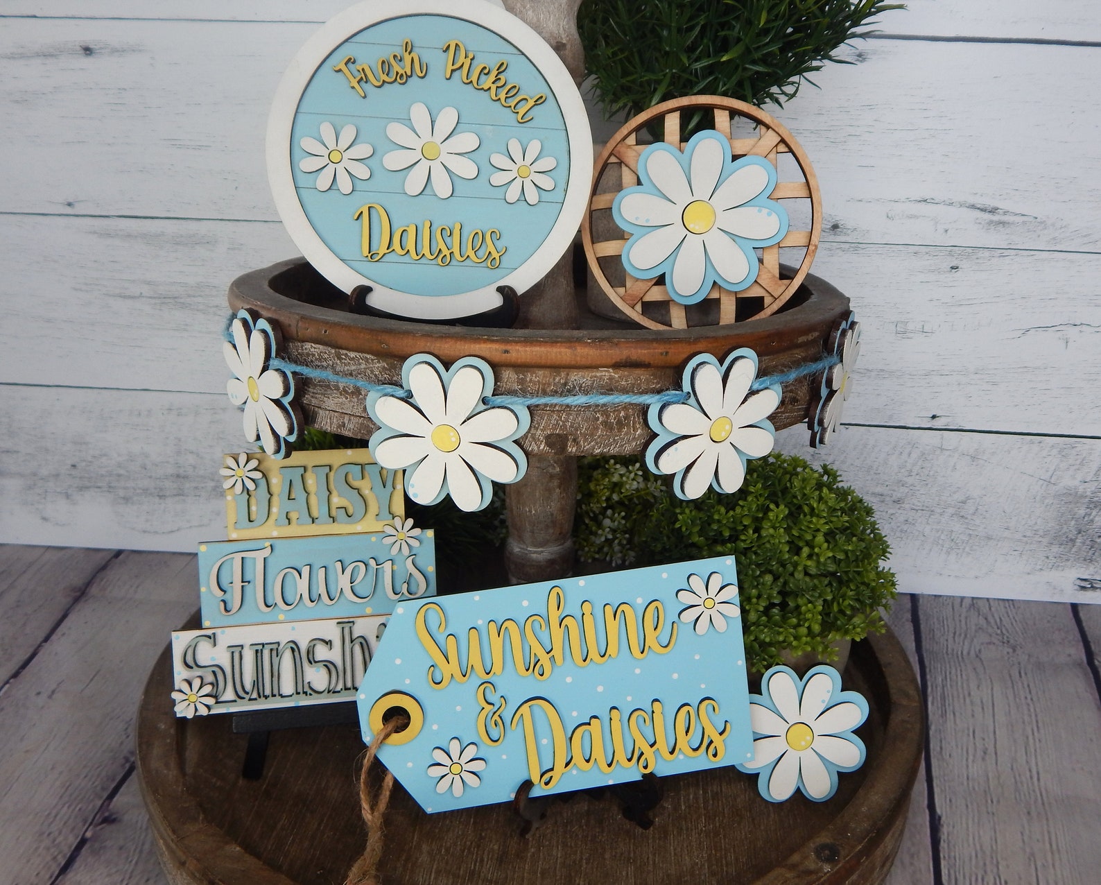 Daisy Summer Tiered Tray Set Tiered Tray Decor Spring Tiered - Etsy