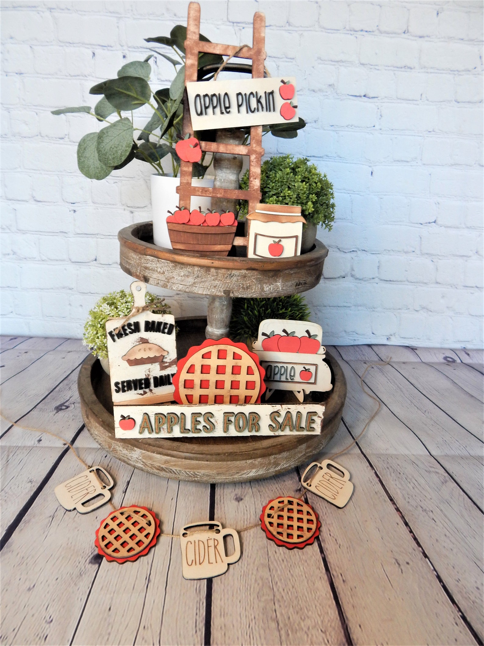 Apple Tiered Tray Set Fall Tiered Tray Fall Decor | Etsy