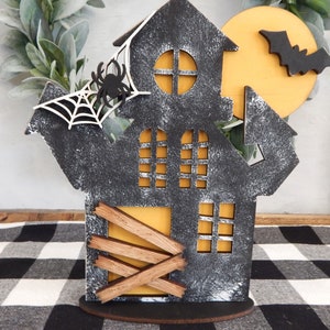 Halloween Haunted House Wood Decor Piece | Halloween Decor | Haunted ...