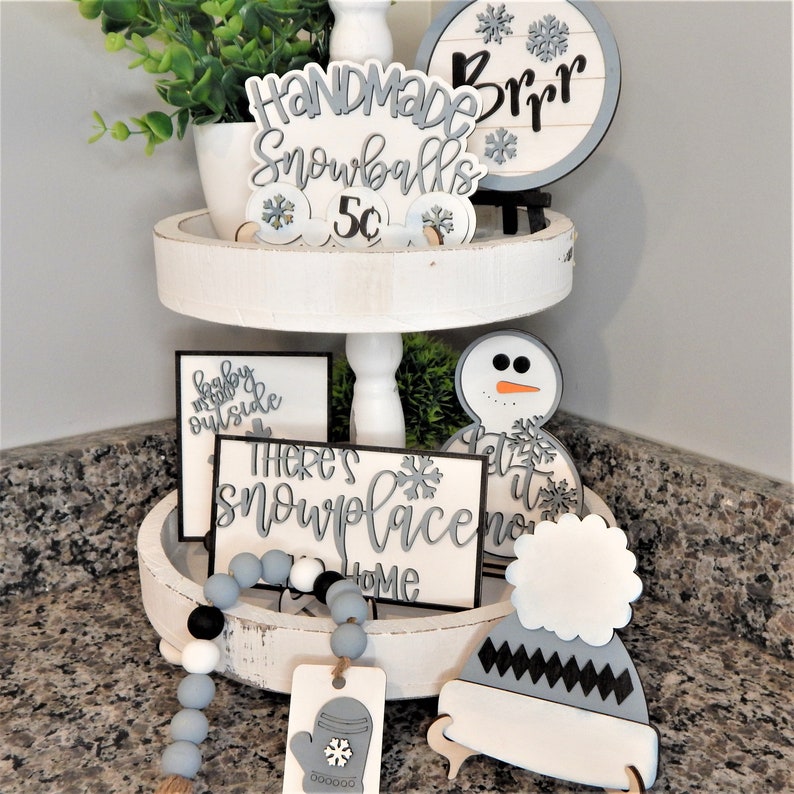 Snowman BRRR Winter Tiered Tray Decor Baby It's Cold - Etsy