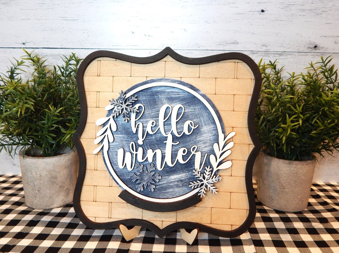 Hello Winter Interchangeable Signs, Winter Signs, Interchangeable Sign ...