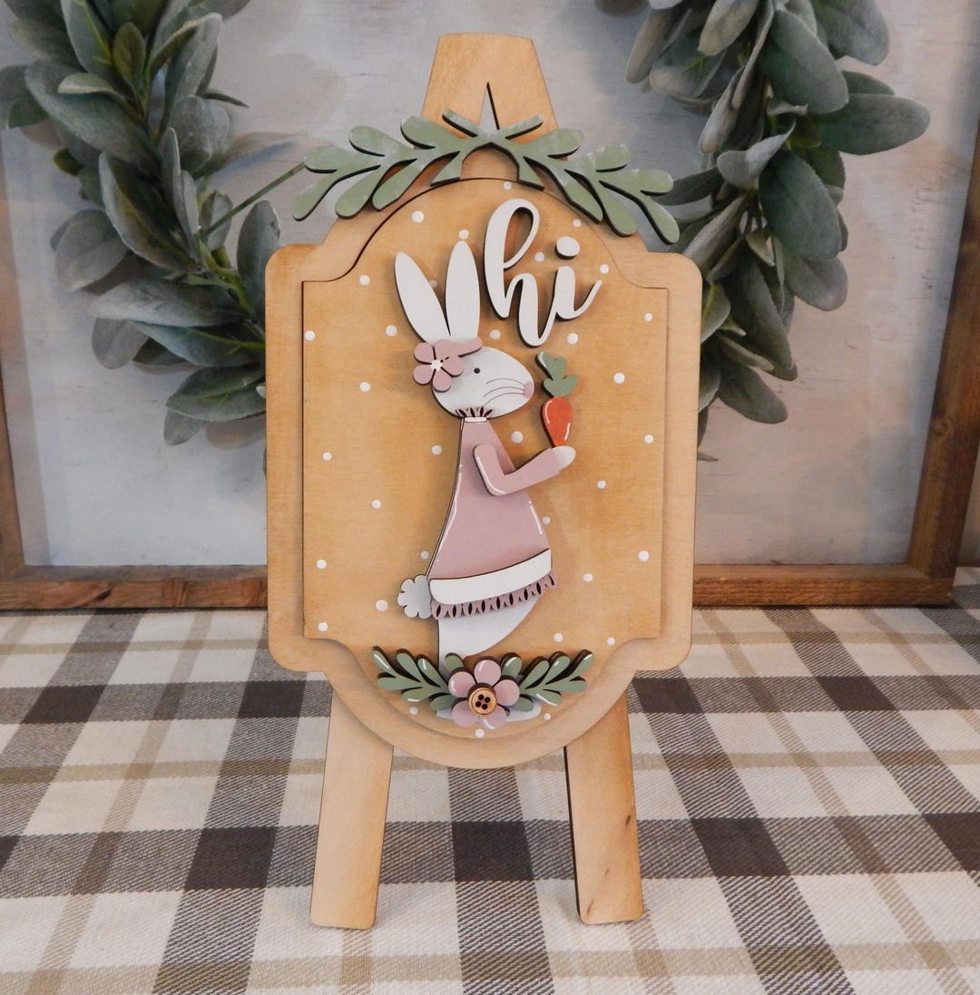 Easter Bunny Wood Sign Insert for the Interchangeable Easel, Spring and ...