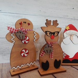 Standing Santa, Reindeer and Gingerbread Man Set, Holiday Decor ...
