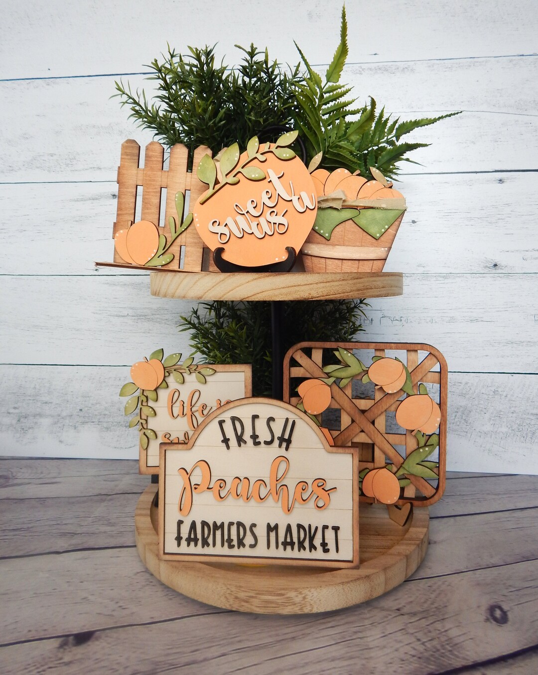 Peach Tiered Tray Set, Summer Tiered Tray, Spring Tiered Tray, Tiered ...