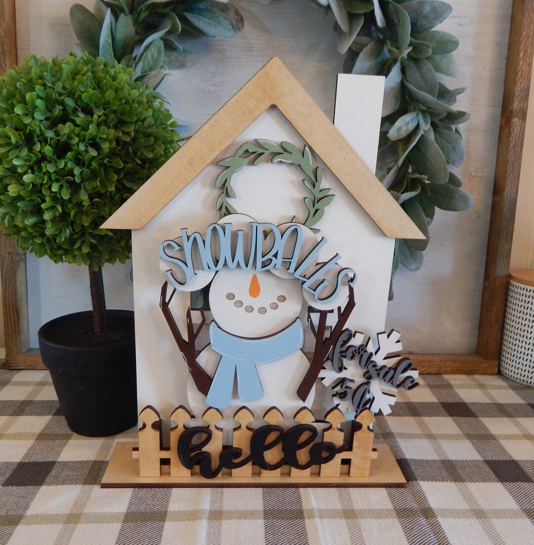 Winter Snowman Insert for Interchangeable House, Snowman Decor, Winter ...