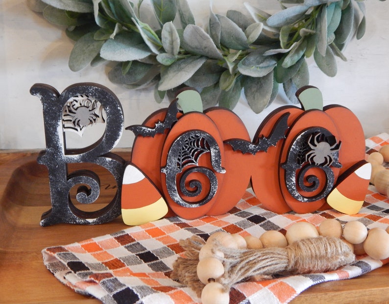 Wood Halloween Boo Letters, Halloween Decor - Etsy