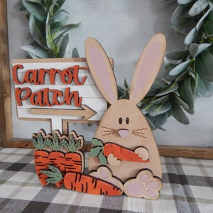 Bunny in a Carrot Patch Wood Easter and Spring Decor - Etsy