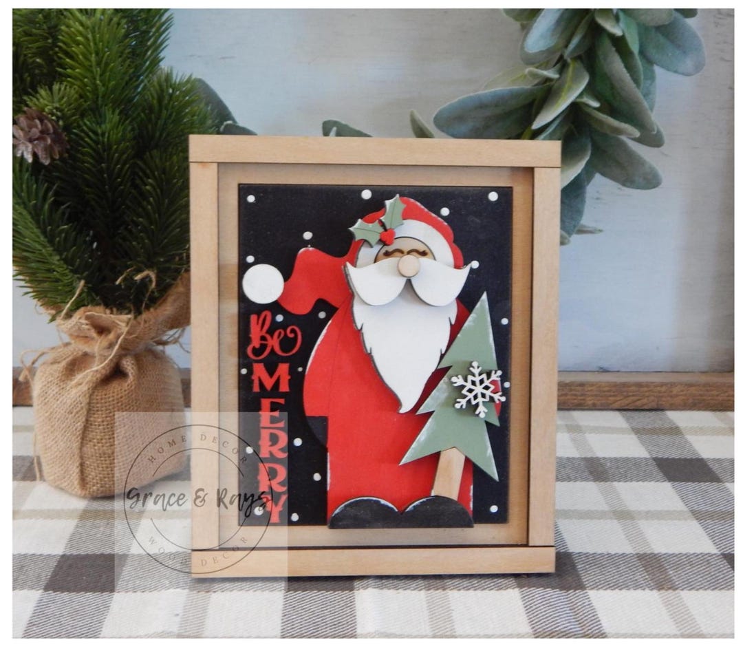 Be Merry Sign | Layered Wood Christmas Decor | Farmhouse Holiday Shelf ...