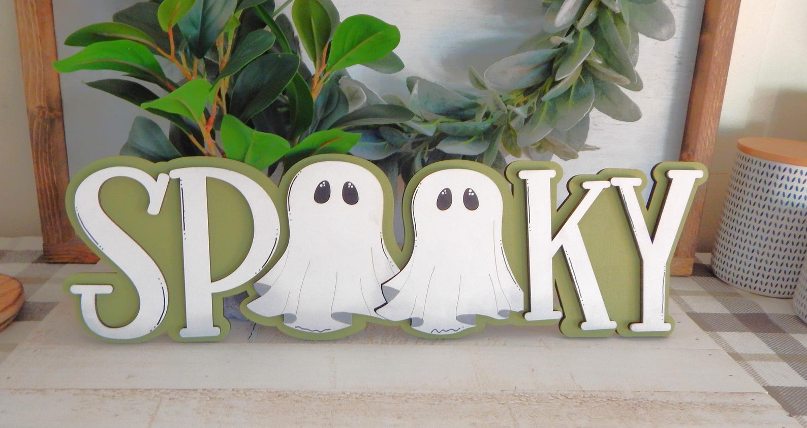 Spooky Halloween Word Display, Halloween Home Decor, Ghost Home Decor ...
