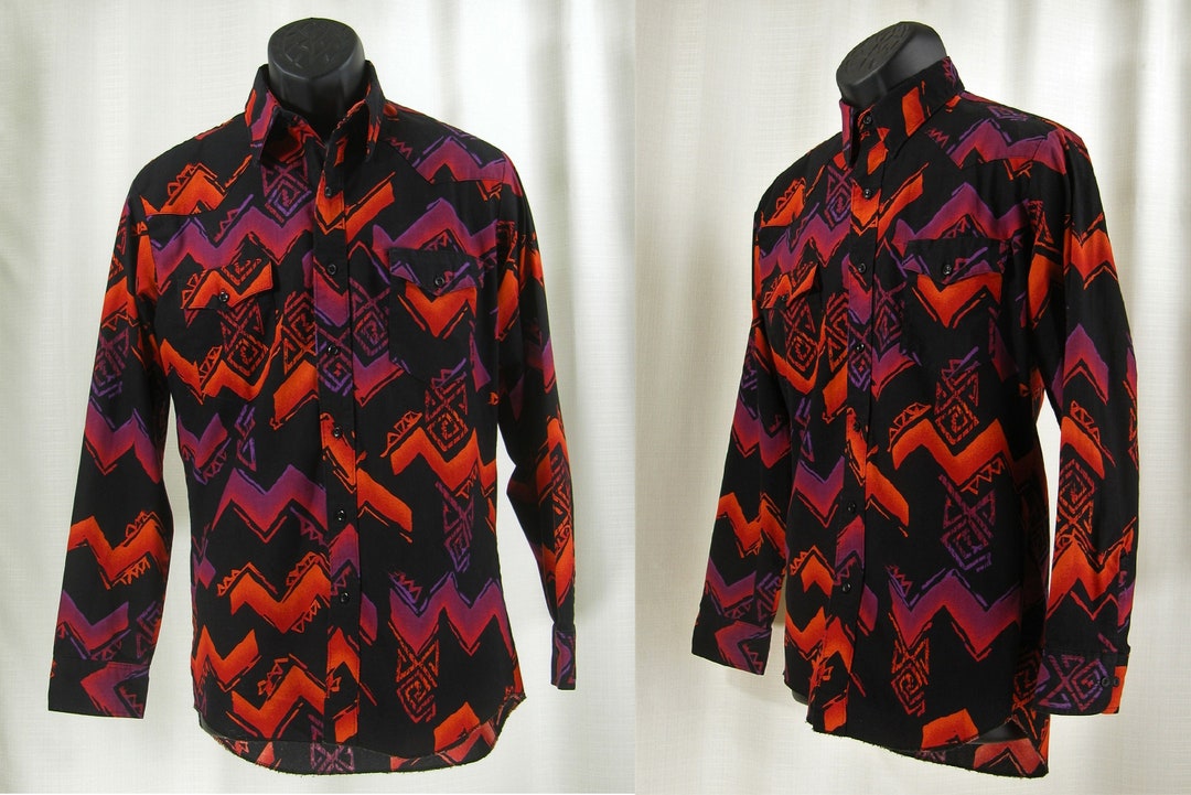 Vintage 1990s YTK 2000s-wrangler Western Shirt Aztec Navajo ...