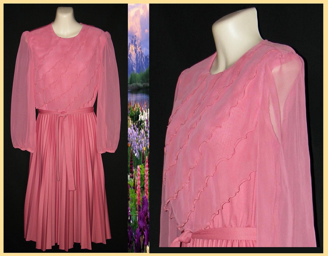 Vintage 70s 80s jen-jen Secretary Cocktail Wedding Dress Disco Sheer ...