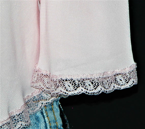 Vintage 1950's -Lorraine- Pink Nylon Bed Jacket Lace … - Gem