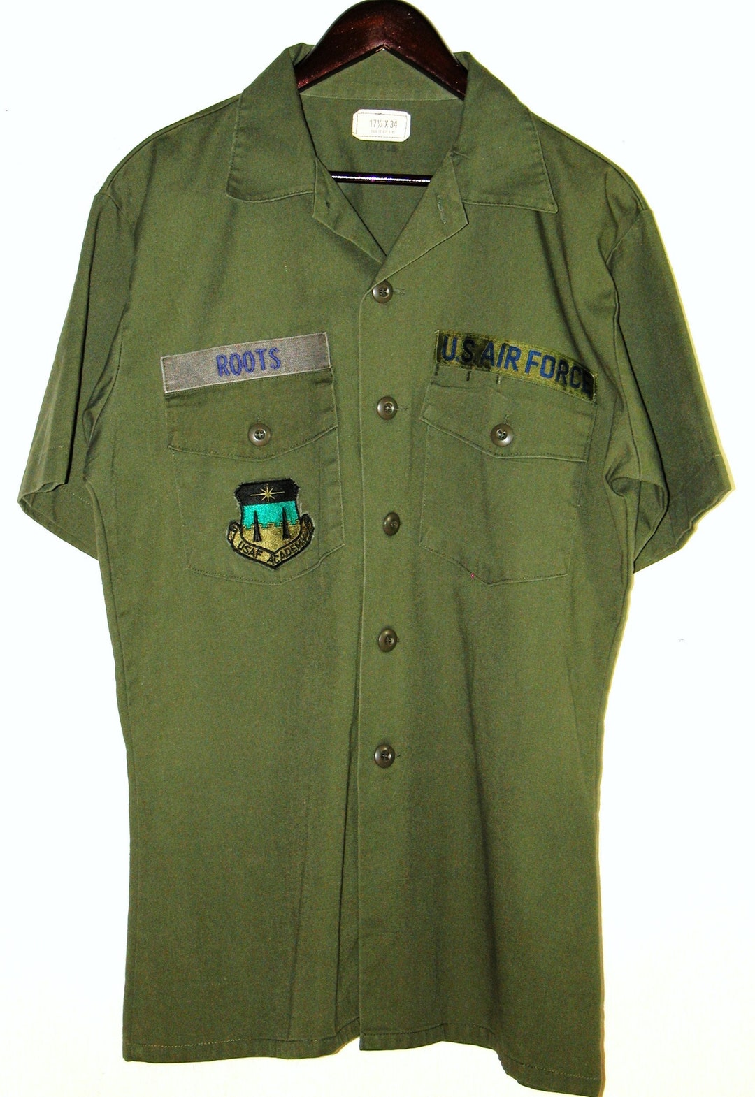 Vintage 1960's - 70s US Air Force Shirt~ OG-507 Sateen Fatigue Utility ...