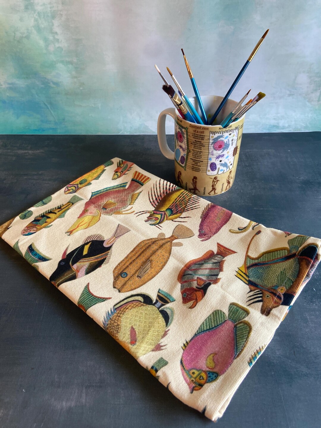 Fantastical Fish Tea Towel - Kitchen Decor Cotton Linen Tea Towel ...