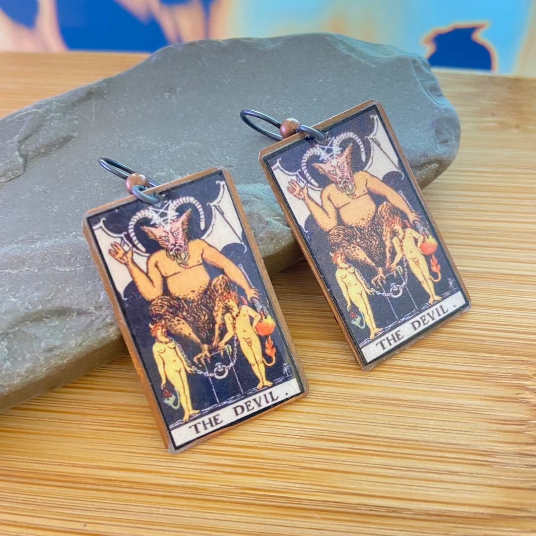 Devil Tarot Earrings, Devil Card Earrings, Rider-waite Jewelry, Tarot ...