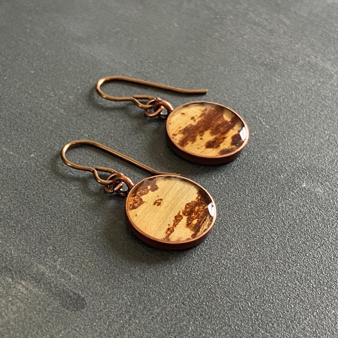 Petite Banana Paper Earrings, Natural Brass Ear Wires and Antiqued ...