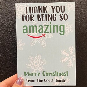 PRINTED Amazon Christmas Gift Card Holder, Thanks for Being so Amazing ...