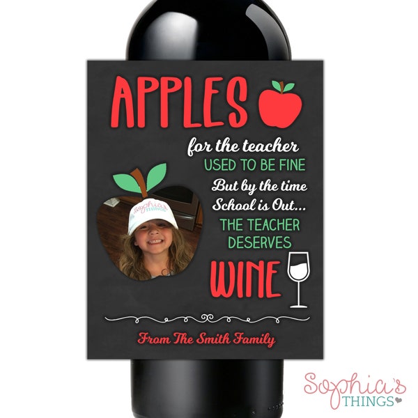 Teacher Wine Label - Etsy