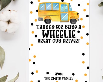 PRINTABLE Bus Driver Thank You Card, Bus Driver Gift Card Holder, Bus ...