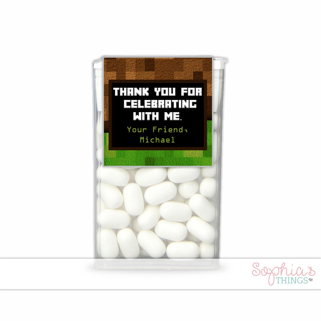 Mined Theme Birthday Mint Box Labels, Mine Theme Party Favor Thank You ...