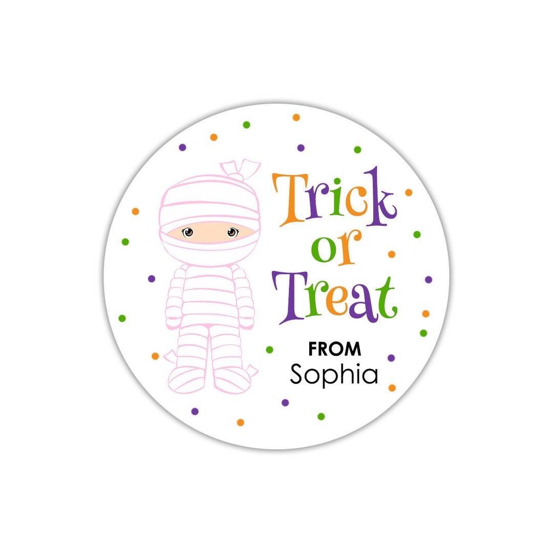 Personalized Halloween Treat Labels: Girl Mummy Party Favor Stickers - Etsy
