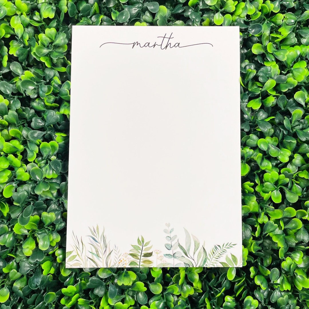 Personalized Greenery Notepad, Custom Stationery, Eucalyptus Writing Pad, Teacher Appreciation ...