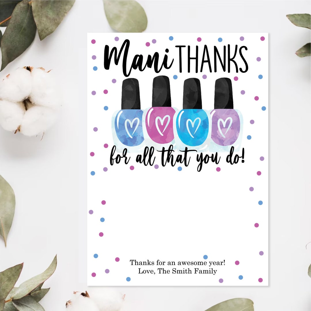 PRINTED Mani Thanks for All That You Do Gift Card Holder, Manicure ...