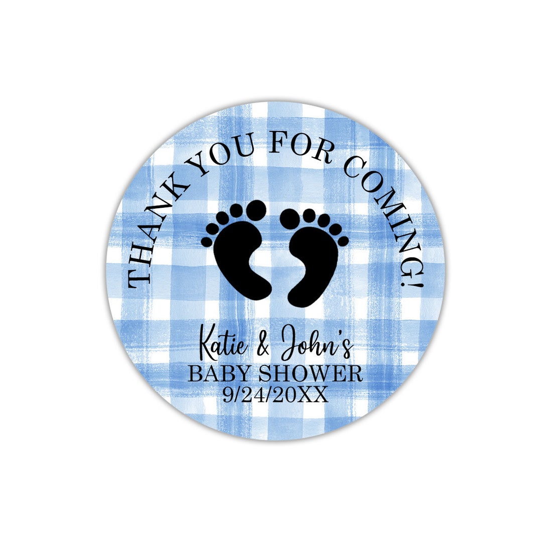 Blue Gingham Baby Shower Labels, Blue Checkered It's A Boy Stickers ...