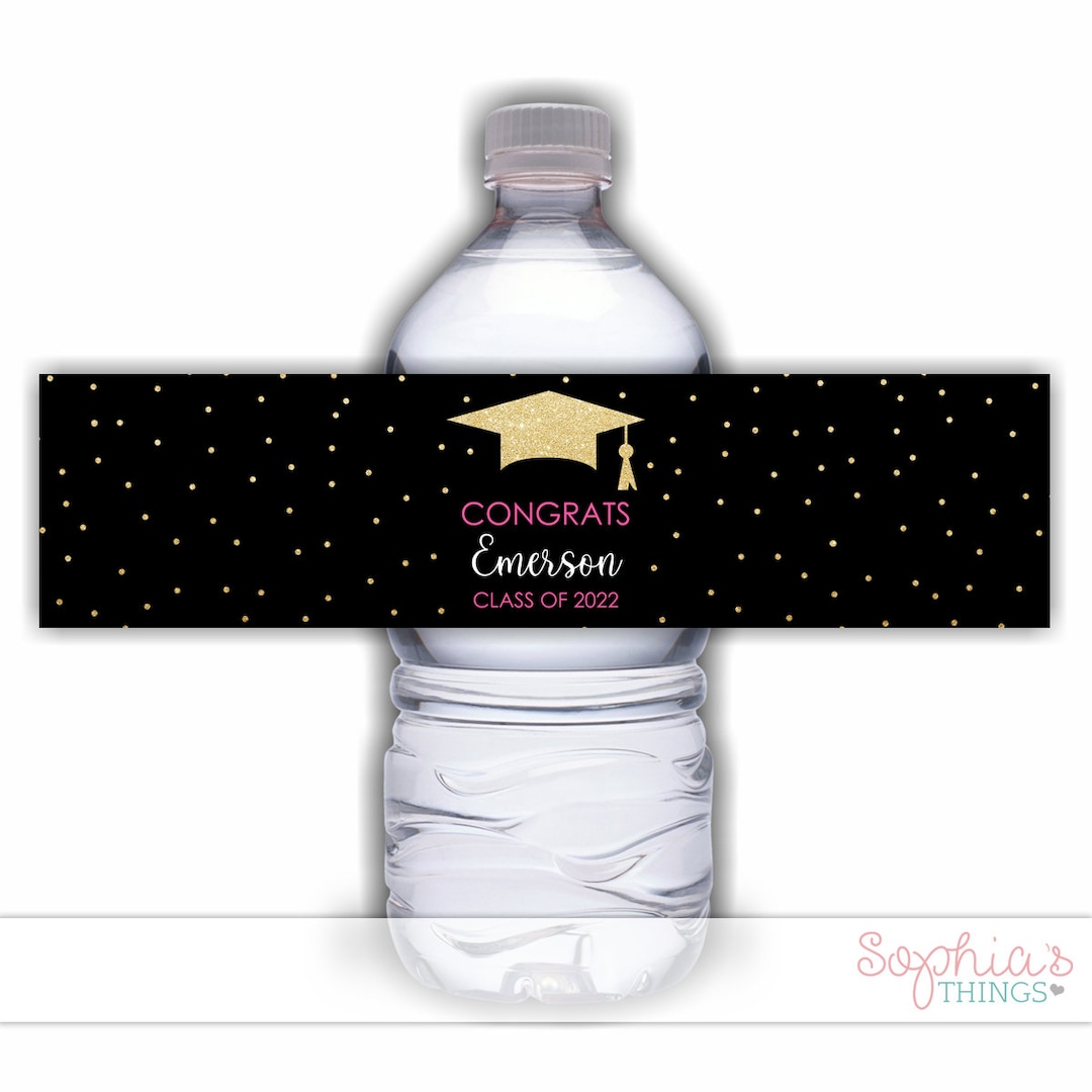 Graduation Party Water Bottle Labels, Personalized WATERPROOF Class of ...