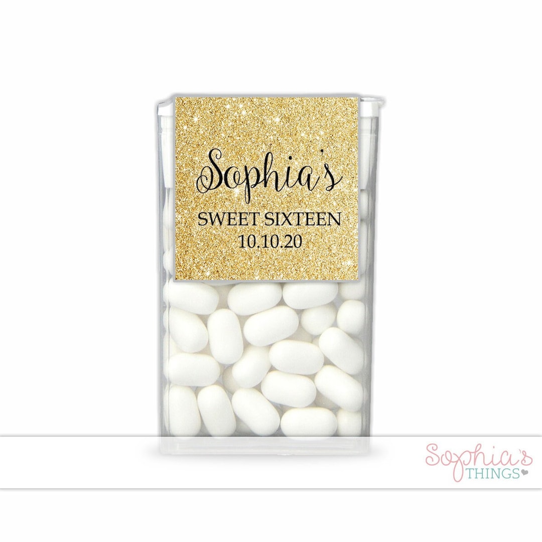 Sweet 16 Mint Box Labels: Gold Glitter Party Favors - Etsy