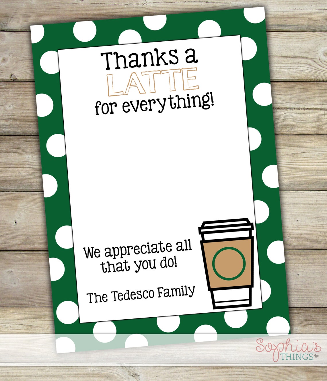 PRINTED Starbucks Gift Card Holder Thanks A Latte We Just - Etsy