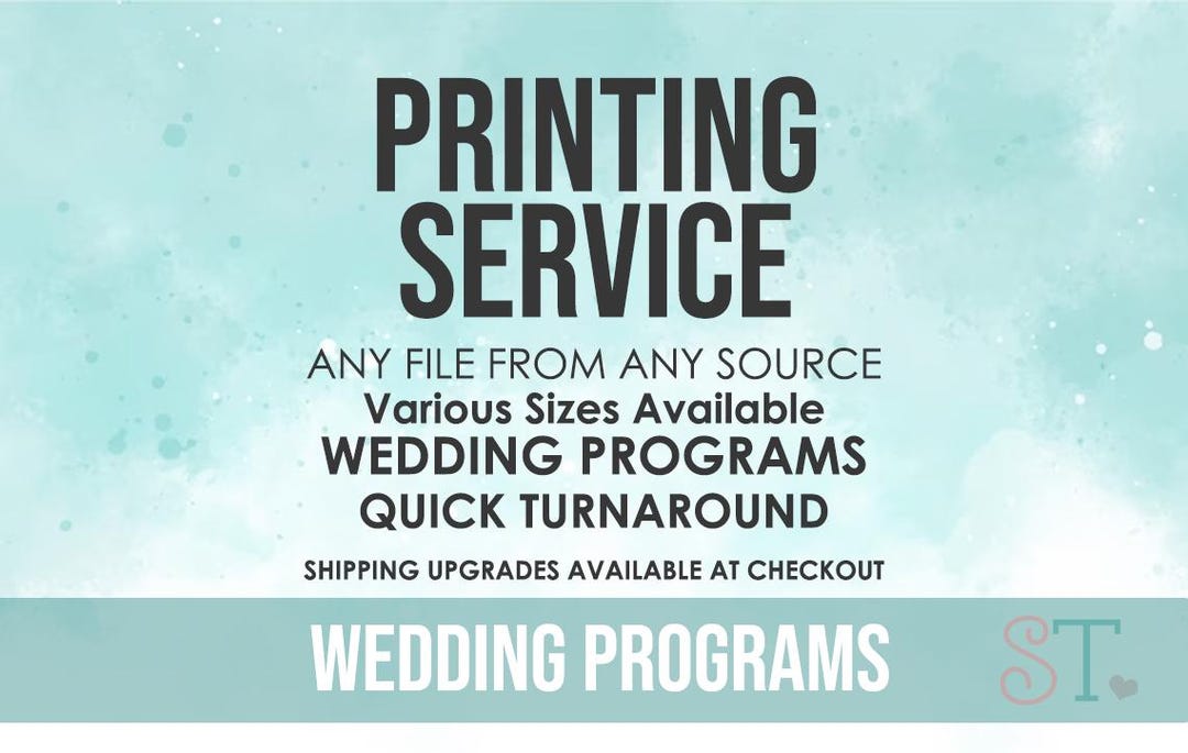 Print My Wedding Programs, Printing Service, Wedding Reception Programs ...