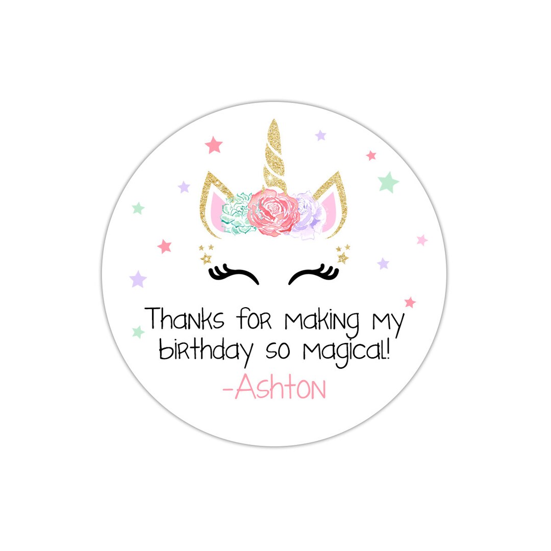 Unicorn Birthday Stickers, Drive Thru Party Favor Stickers, Unicorn ...