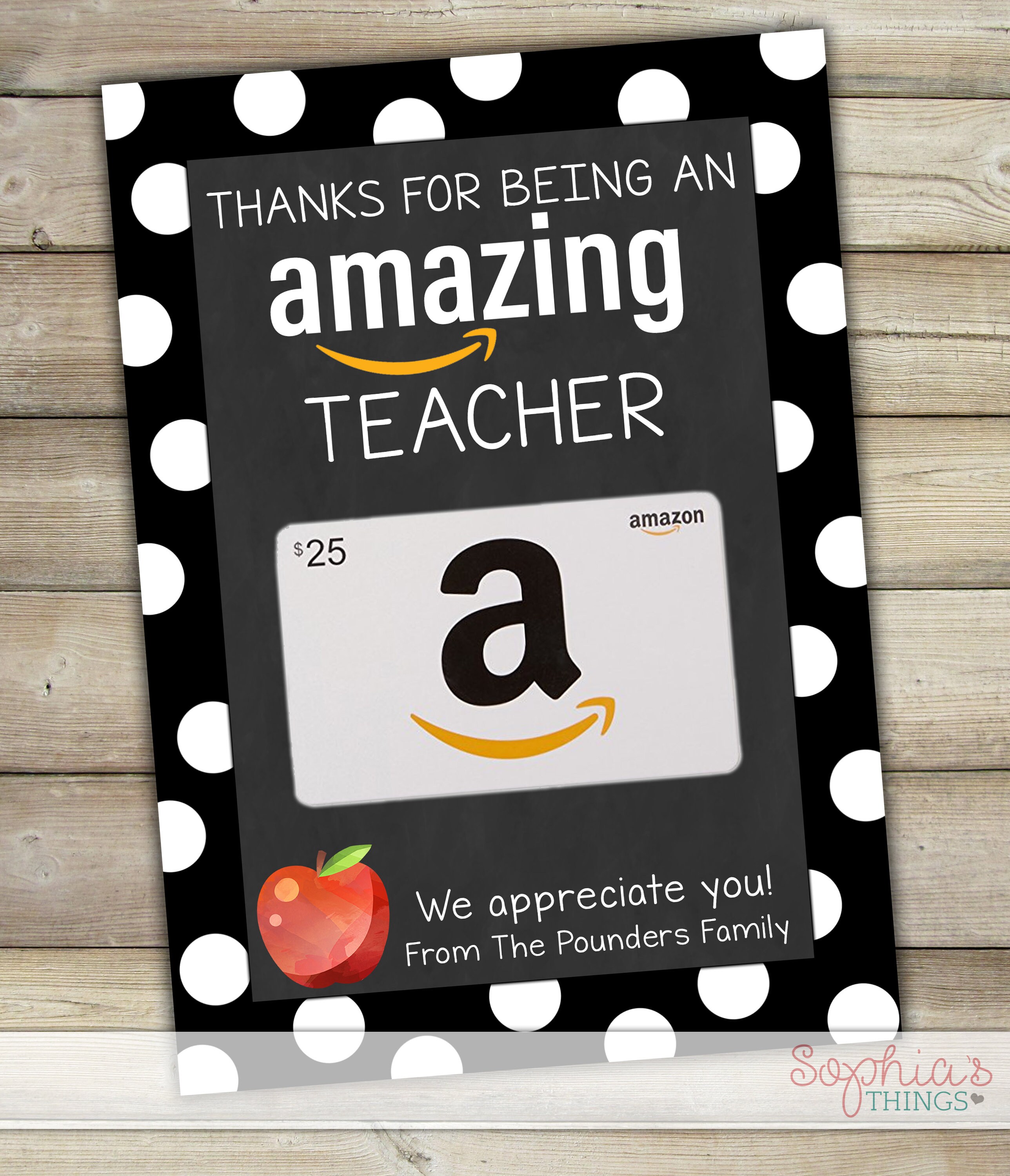 Wall Hangings Teacher birthday PRINTABLE Amazon gift card holder Thank ...