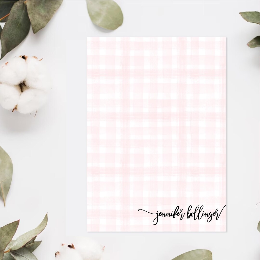 Personalized Gingham Notepad, Custom Checkered Notepad, Writing Pad ...