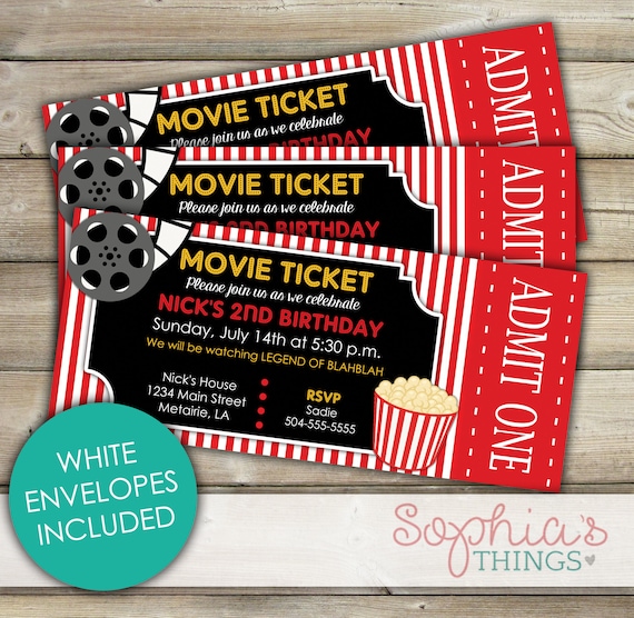 Paper Invitations & Announcements Cinema Style Invitations Movie Party ...