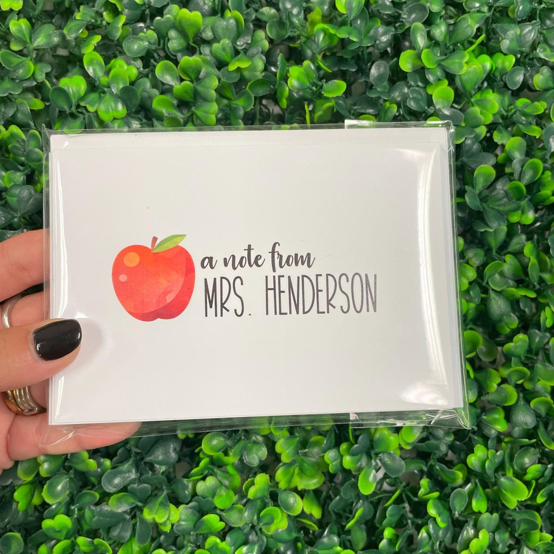 Personalized Teacher Note Card Set, Teacher Appreciation Gift, Red ...