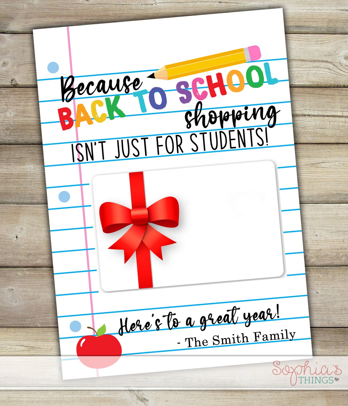 PRINTED Back to School Gift Card Holder School Supply Gift - Etsy