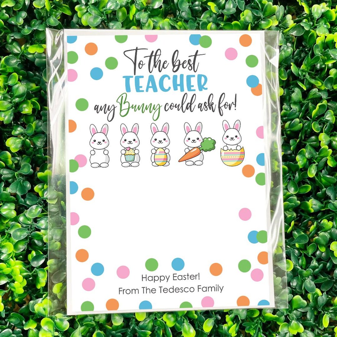 PRINTED Easter Gift Card Holder, the Best Teacher Any Bunny Could Ask ...