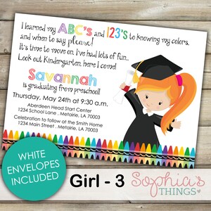 Girls Preschool Graduation Invitation, Pre-school Graduation Invite ...