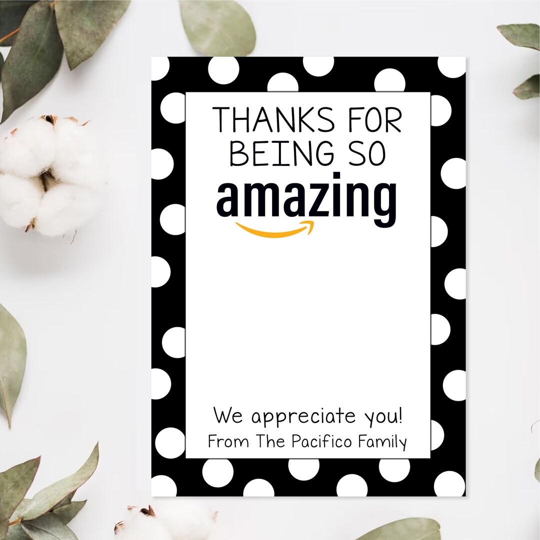 PRINTED Amazon Gift Card Holder, Thanks for Being so Amazing, Teacher ...