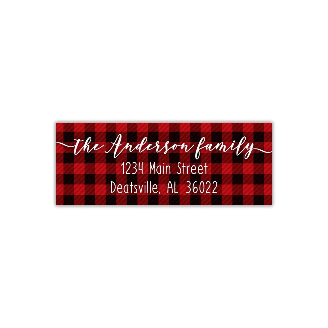 Buffalo Plaid Return Address Labels, Christmas Return Address Labels ...