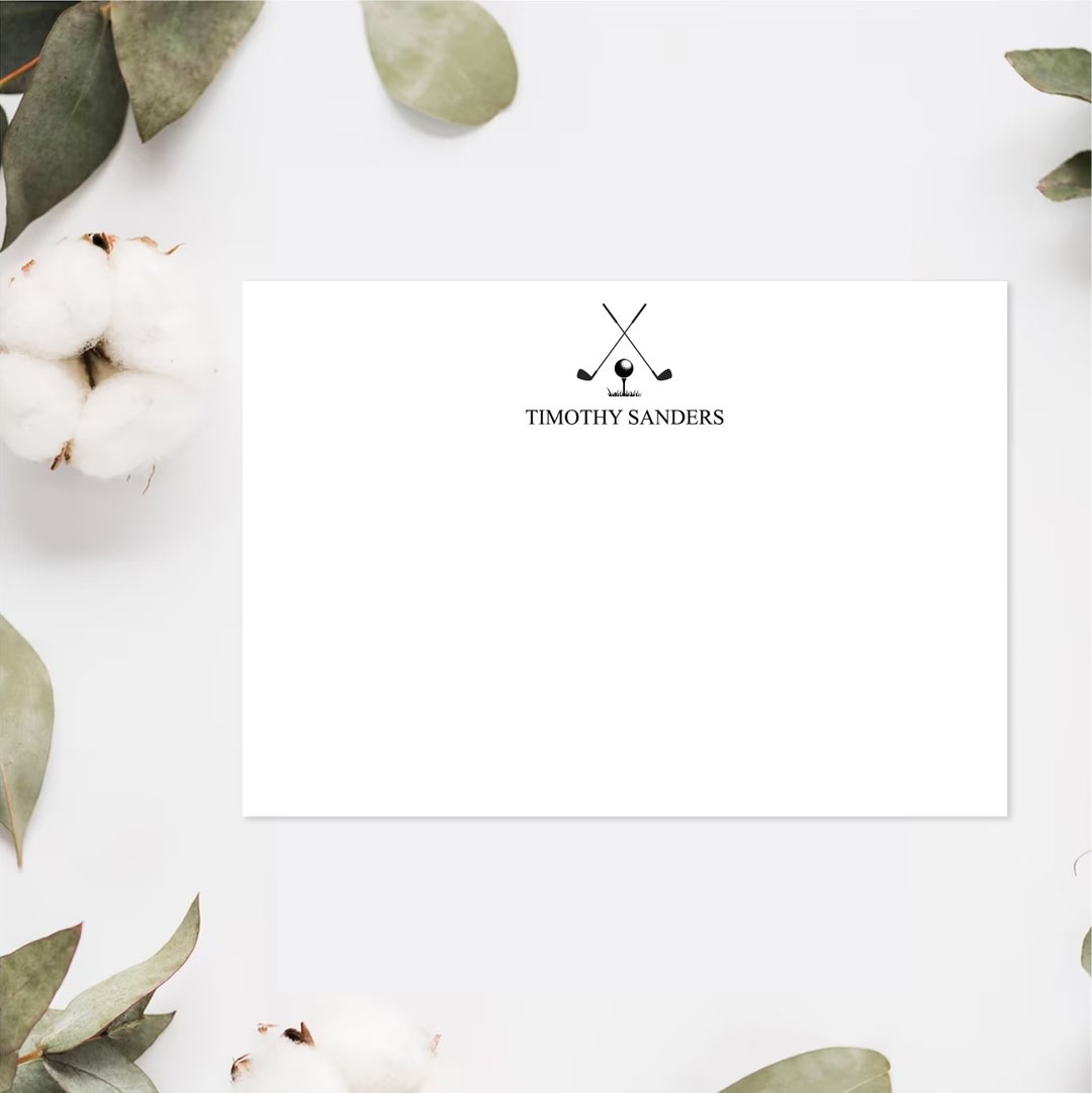 Personalized Golf Note Cards, Professional Stationery, Mens Simple ...