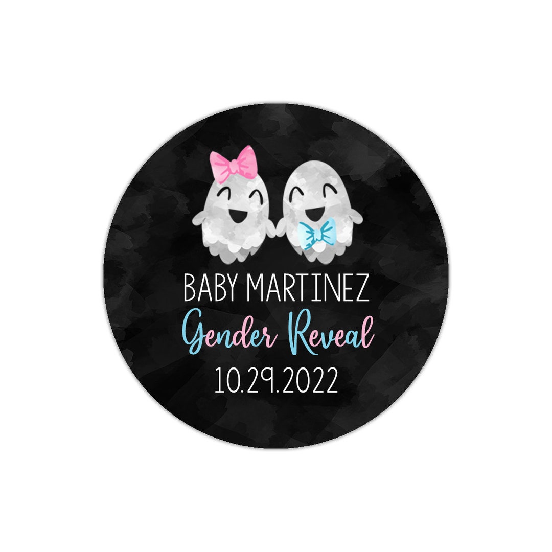 Personalized Halloween Gender Reveal Labels, Gender Reveal Party Favor ...