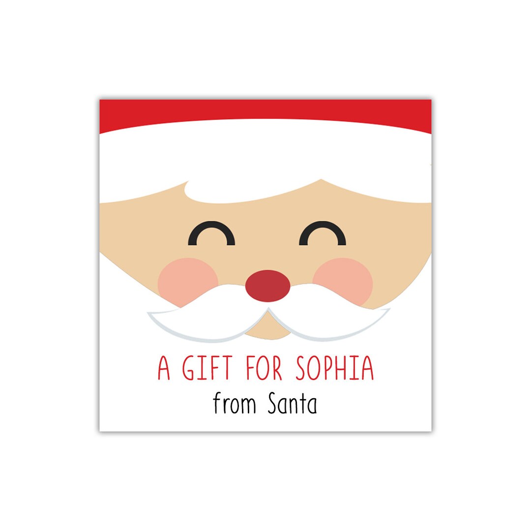 Personalized Santa Face Labels, Custom Christmas Gift Stickers, Holiday ...