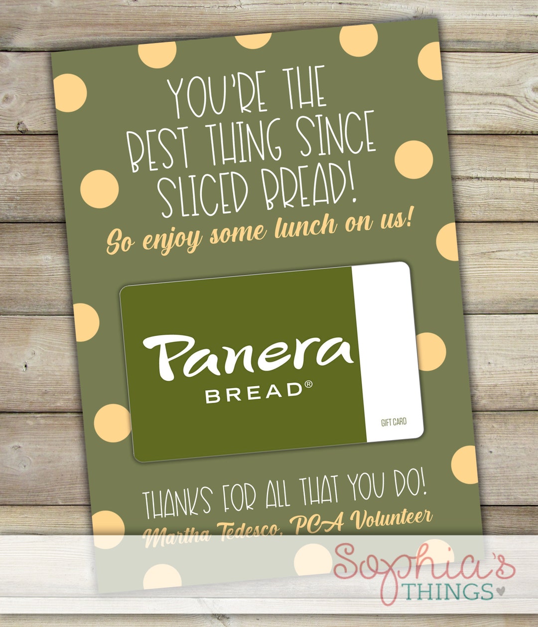 PRINTED Panera Gift Card Holder Teacher Appreciation Gift - Etsy